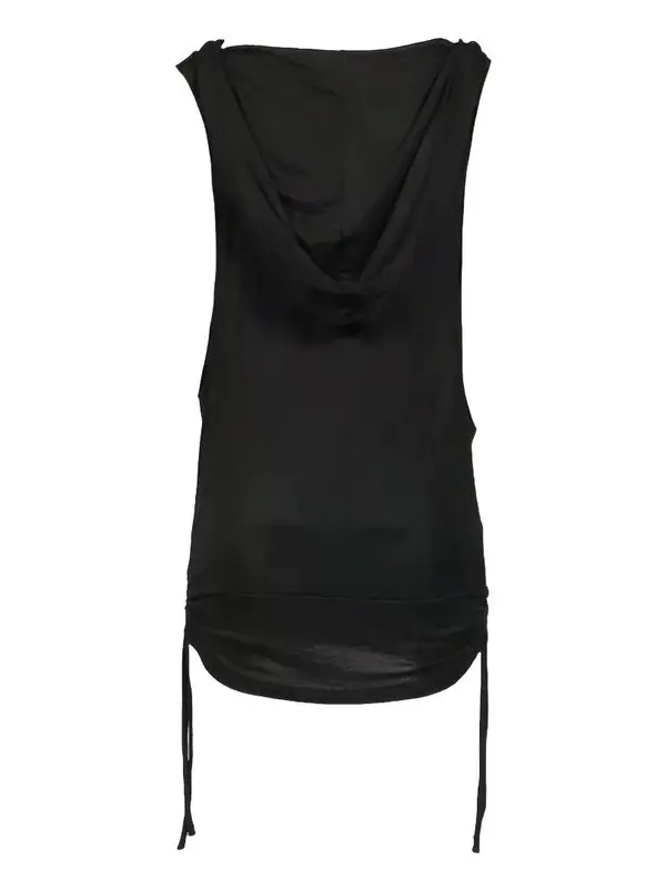 BOHEMSEO Cowl-neck Sleeveless Hoodie - Black