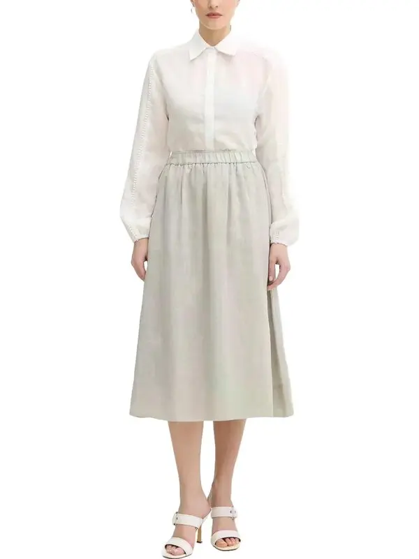 SILVIAN HEACH Elasticated-waist Logo-plaque Midi Skirt - Grey