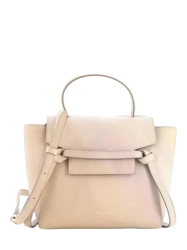 Celine Textured Leather Nano Shoulder Bag - Neutrals