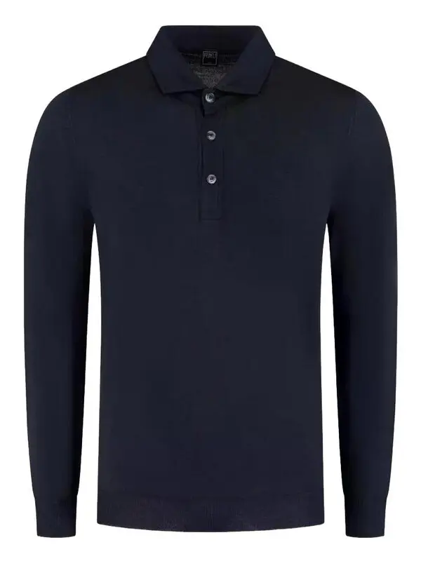 Fedeli Long-sleeved Polo Shirt - Blue