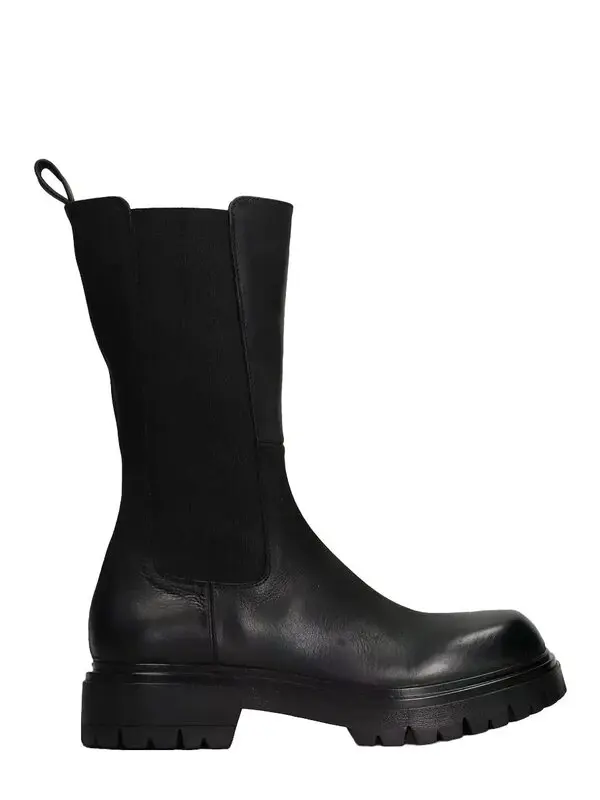 Elena Iachi Leather Combat Boots - Black