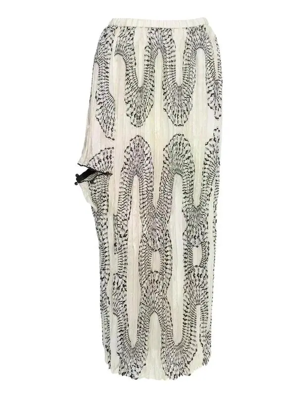 MULLER OF YOSHIOKUBO Geometric-print Pleated Midi Skirt - Neutrals