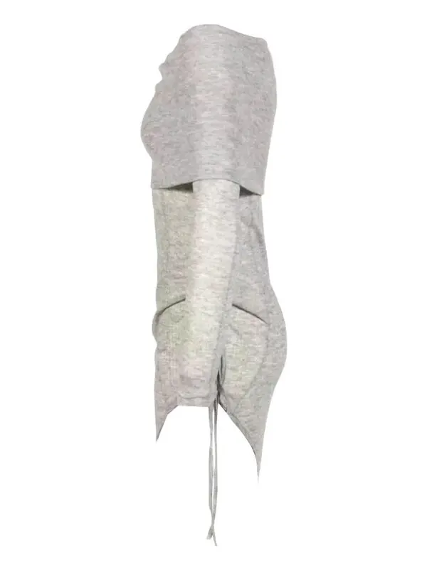 BOHEMSEO Off-shoulder Asymmetric Blouse - Grey