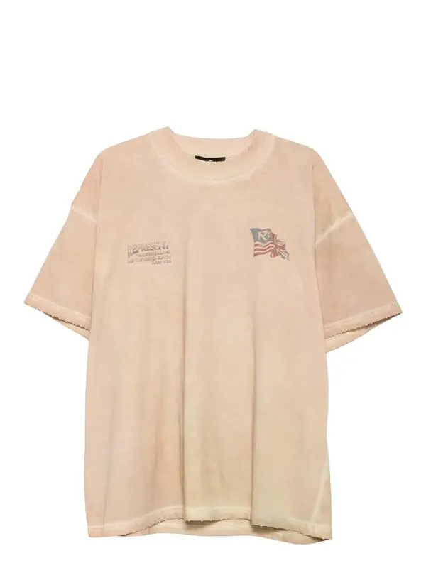 REPRESENT Graphic-print Distressed T-shirt - Neutrals