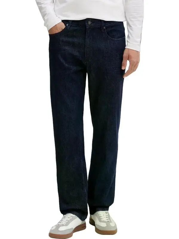 Guess Logo-patch Straight-leg Jeans - Blue