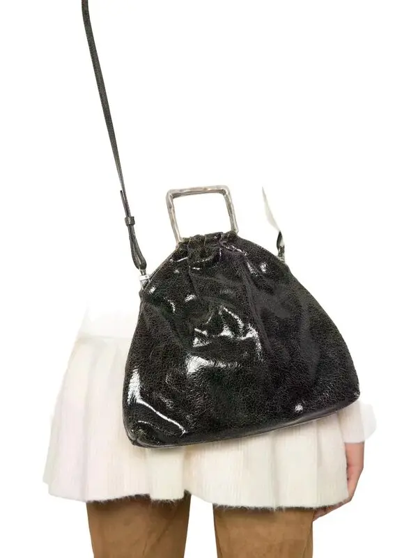 AUTENTICA 504 Medium Crinkled-effect Frame Pouch - Black