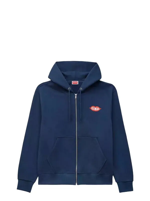 Kenzo Loves Embroidered Zip-up Hoodie - Blue
