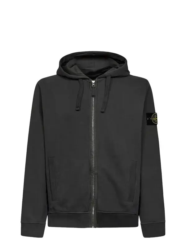 Stone Island Logo-patch Zip-up Hoodie - Grey