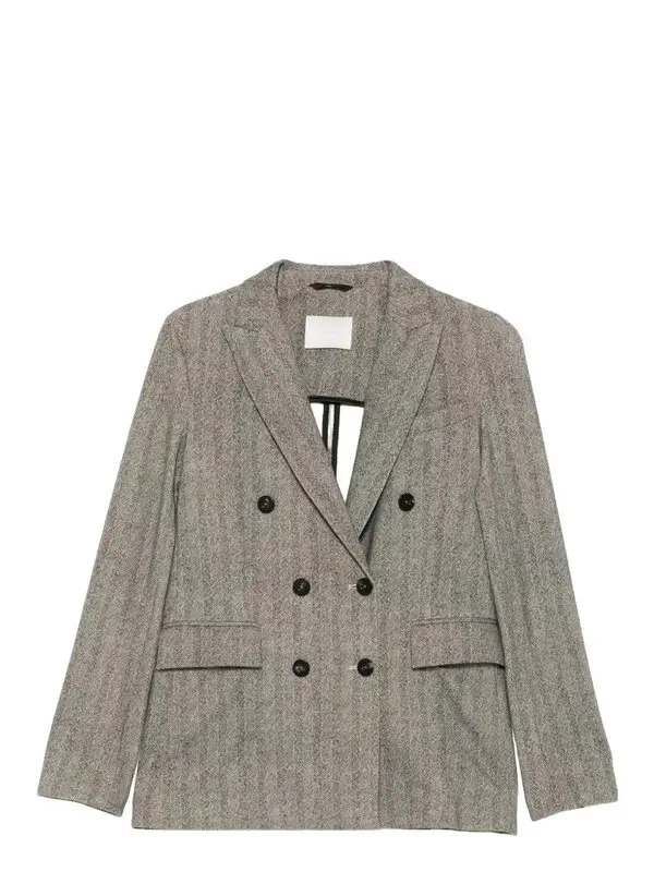 CIRCOLO 1901 Herringbone-pattern Double-breasted Jacket - Grey