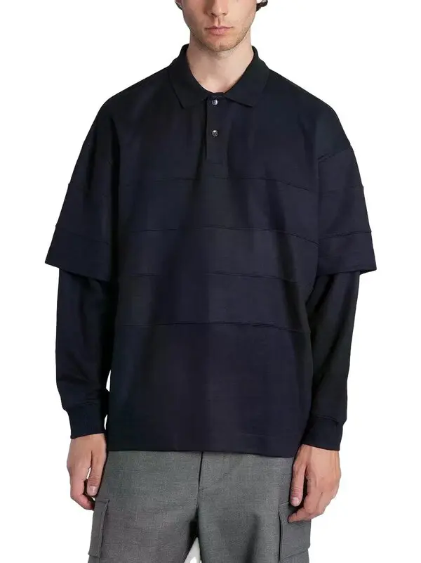 DARKPARK Zack Layered-sleeve Panelled Polo Shirt - Blue
