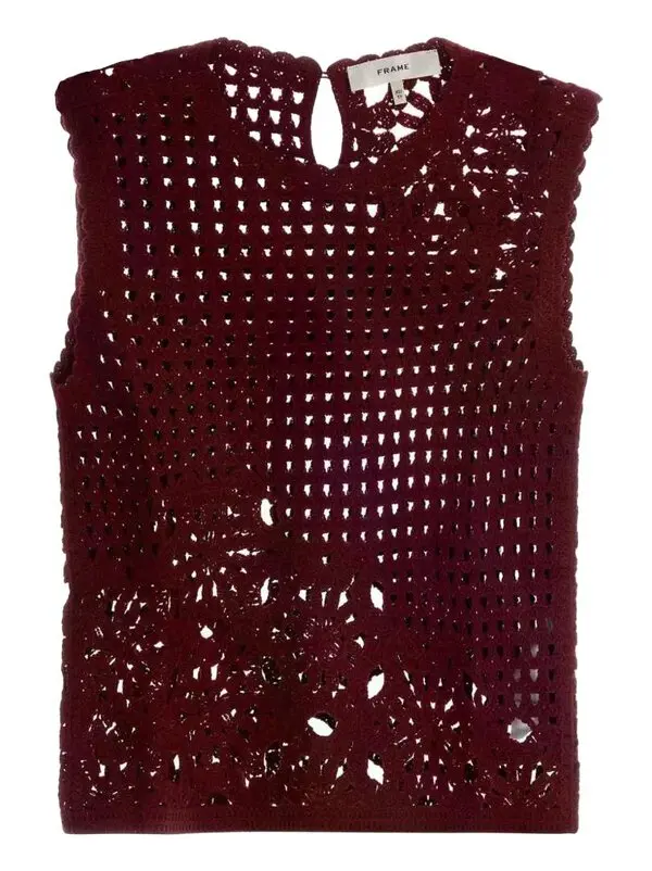 FRAME Postcard Crochet-knit Tank Top - Red