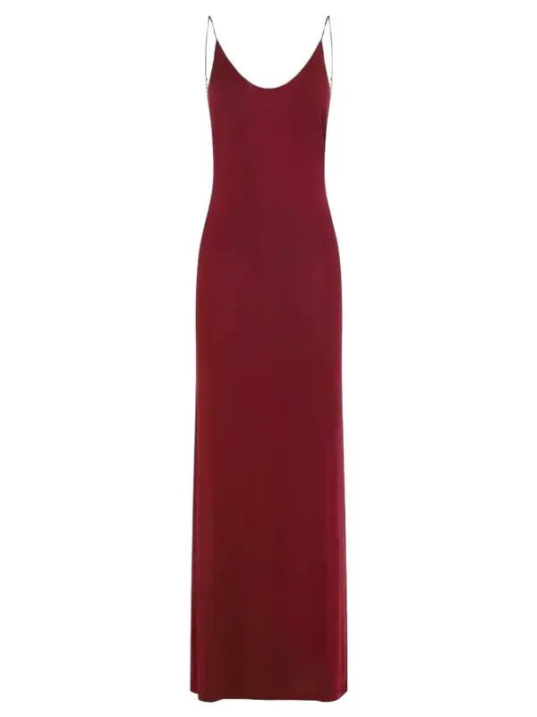 Saint Laurent Cassandre-chain Backless Dress In Knit - Red