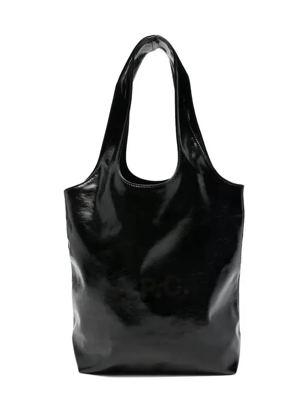 A.p.c. Logo-print Patent-finish Tote Bag - Black