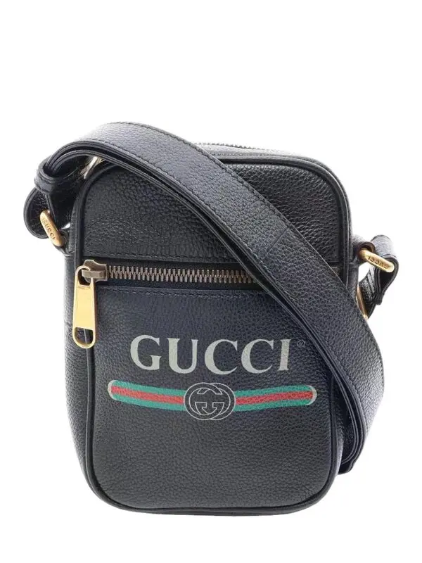 Gucci 2010s Web Logo Shoulder Bag - Black