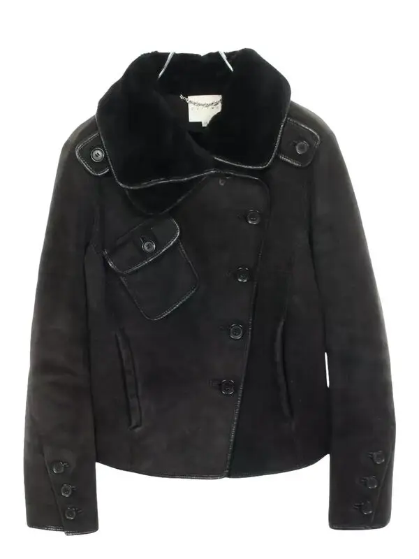 Celine Mouton Shearling-collar Jacket - Black