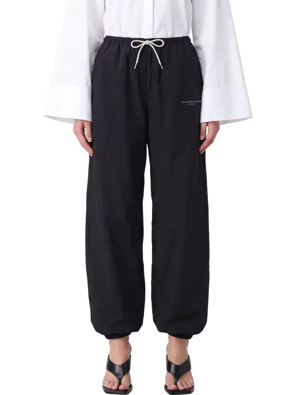 Alexander Wang High-waisted Wide-leg Jogging Pants With Logo - Black