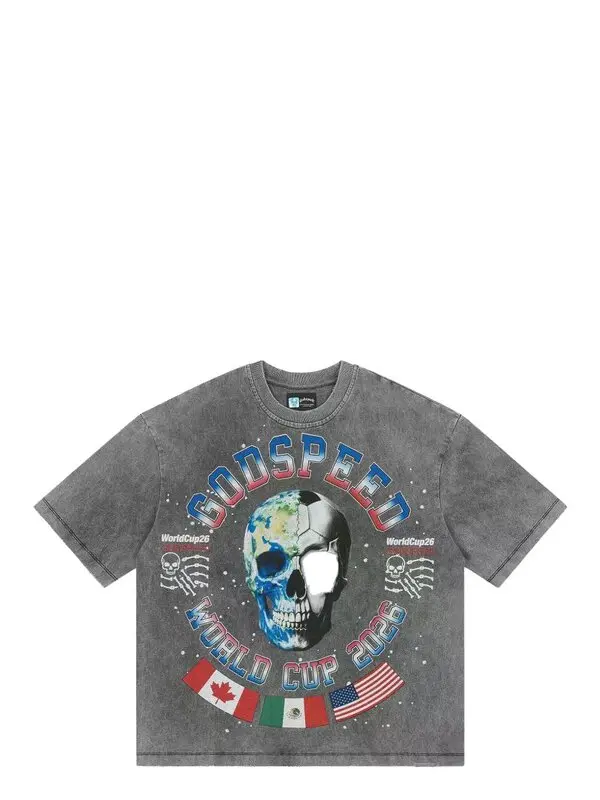 GODSPEED Planet Fútbol Acid-wash T-shirt - Grey