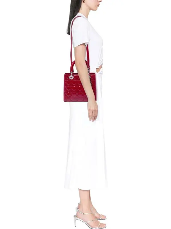 Dior 2013 Medium Patent Cannage Lady Satchel - Red