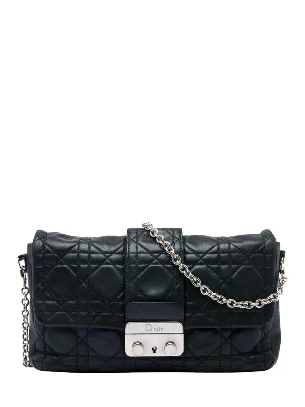 Dior Lambskin Cannage New Lock Pouch Cross Body Bag - Black