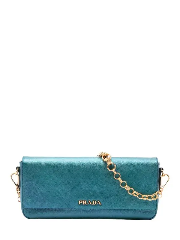 Prada 2013-2026 Saffiano Lux Chain Shoulder Bag - Blue