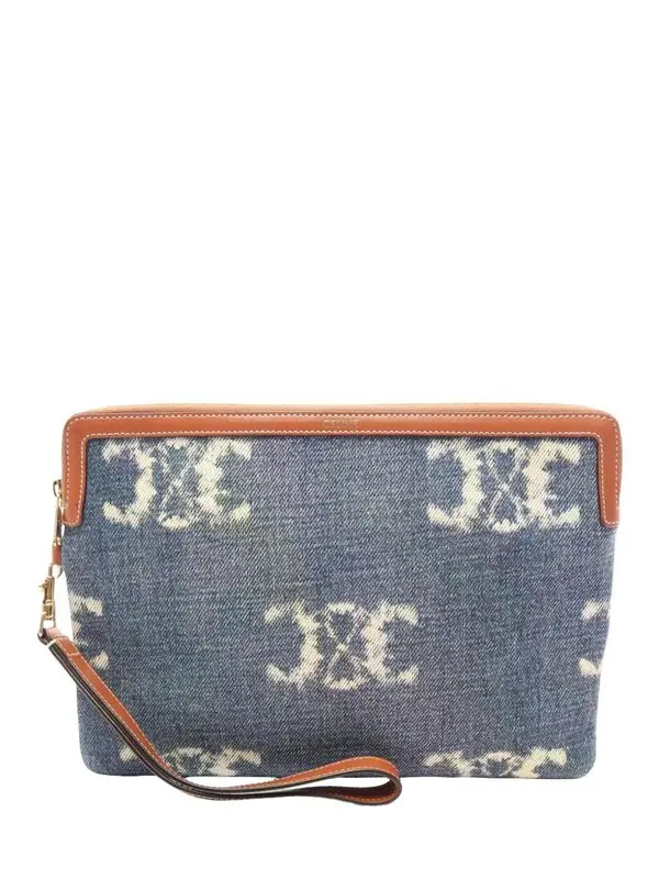 Celine Triomphe Denim Clutch Bag - Blue
