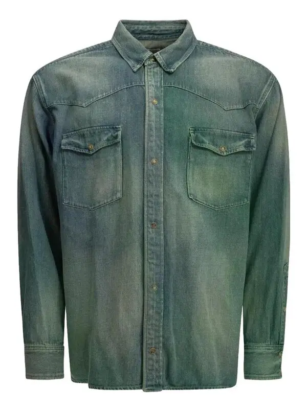 A.PRESSE Western-yoke Denim Shirt - Blue