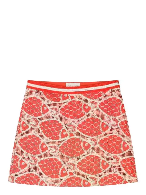 FABIENNE CHAPOT Fish-lace A-line Mini Skirt - Orange