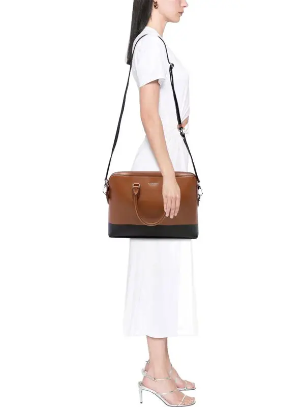 Burberry Bicolor Leather Barrow Business Bag - Brown