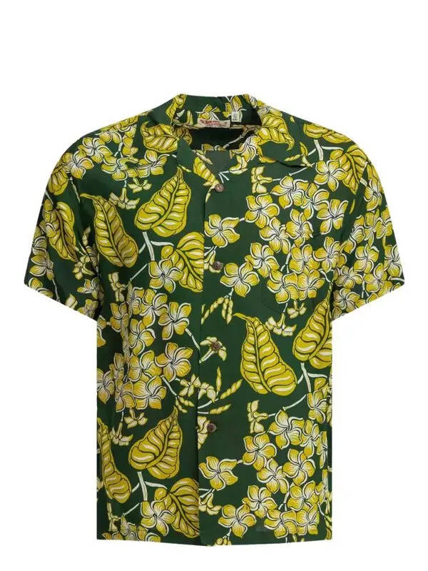 SUN SURF Floral-print Short-sleeve Shirt - Green