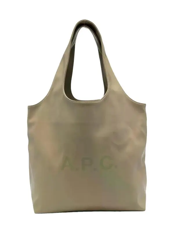 A.p.c. Logo-print Leather Tote Bag - Neutrals