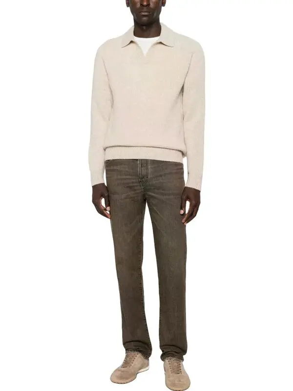 04651 / A TRIP IN A BAG Knitted Polo-collar Sweater - Neutrals