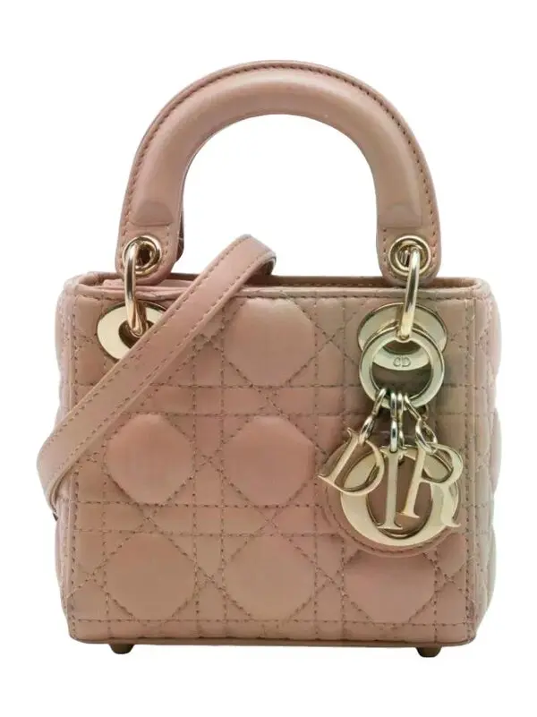 Dior 2020 Micro Lambskin Cannage Lady Satchel - Brown