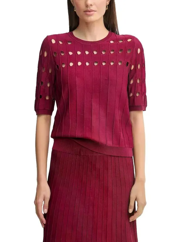 Dkny Cut-out Ribbed Sweater - Red