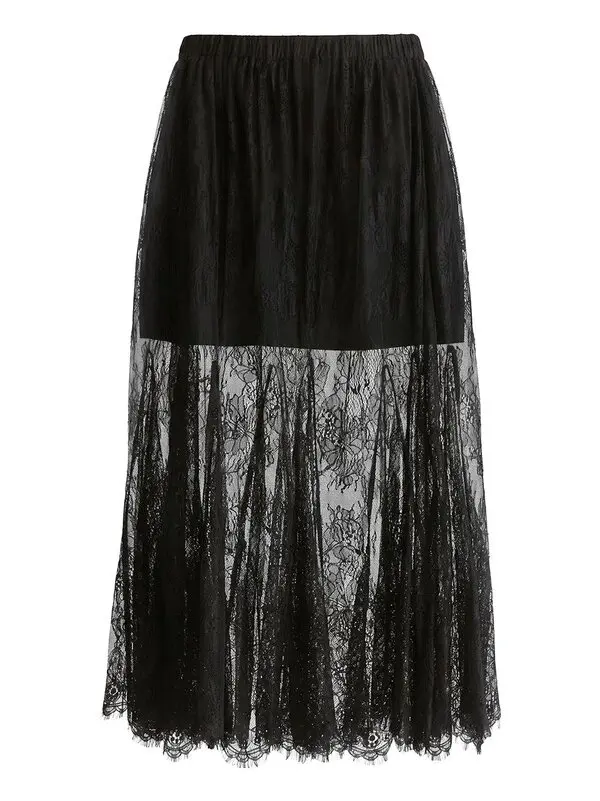 PAISIE Two-piece Lace Skirt With Godet Paneling - Black