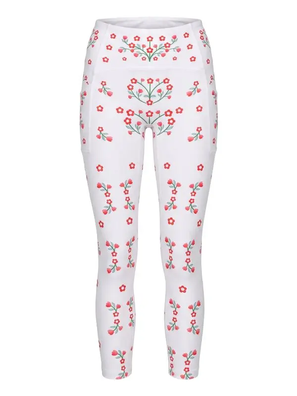 JESSIE ZHAO NEW YORK Day Garden High-waisted Cropped Leggings - White