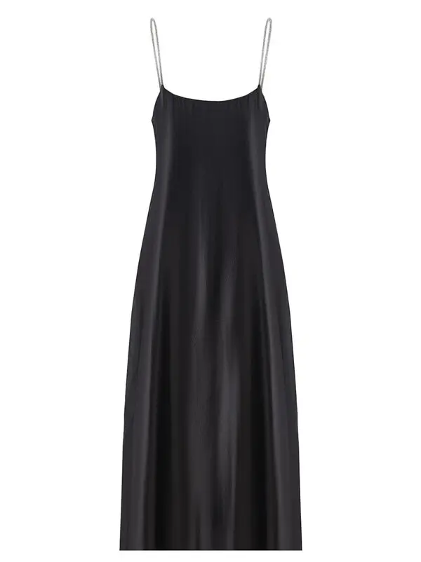 ÚCHÈ Crystal-embellished Lampero Satin Slip Dress - Black