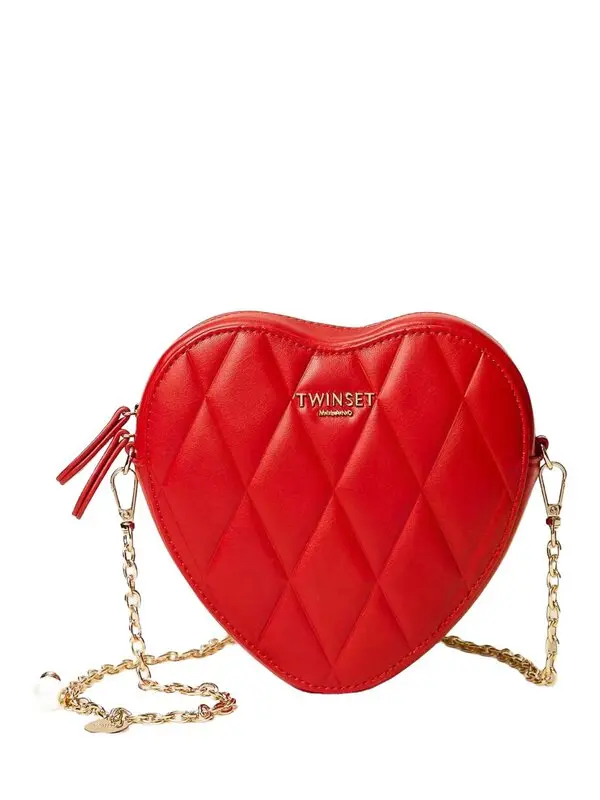 TWINSET Quilted Heart Chain Mini Bag - Red