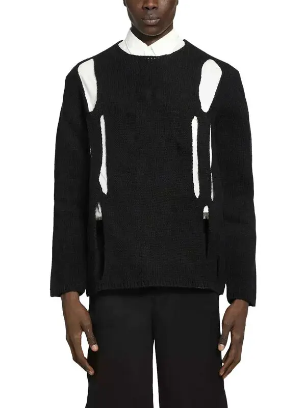 Comme Des Garçons Cut-out Knitted Sweater - Black