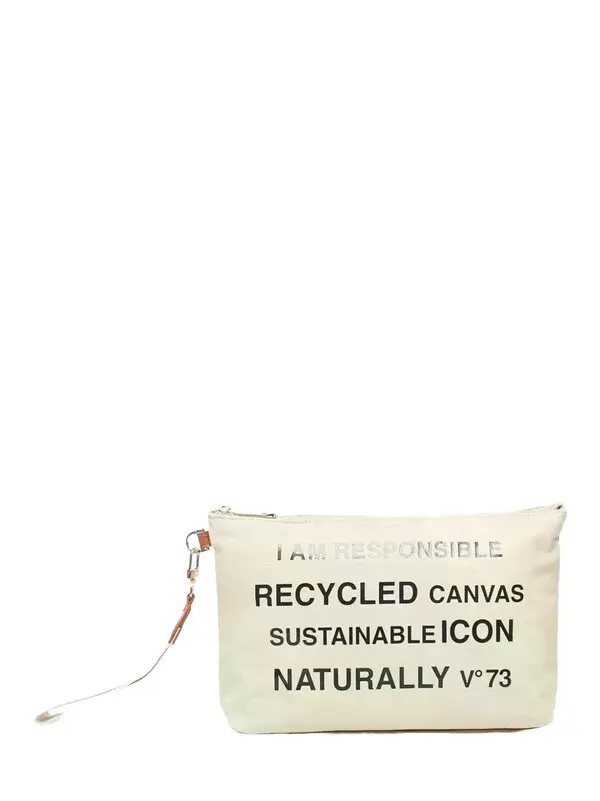 V°73 Logo-print Clutch Bag - Neutrals