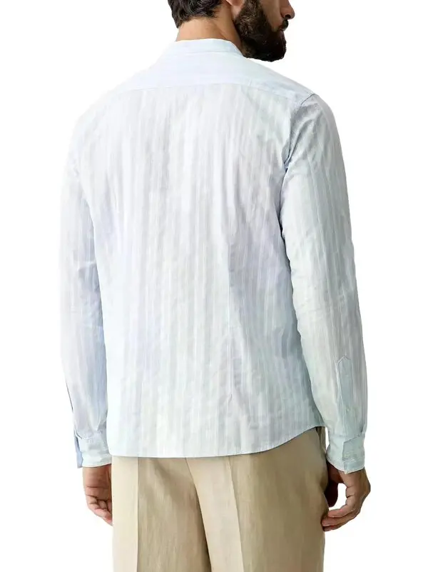 BENETTON Striped Mandarin-collar Shirt - Blue