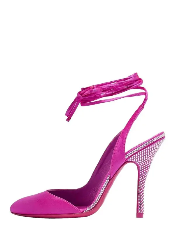 Attico Crystal-embellished Ankle-strap Pumps - Pink