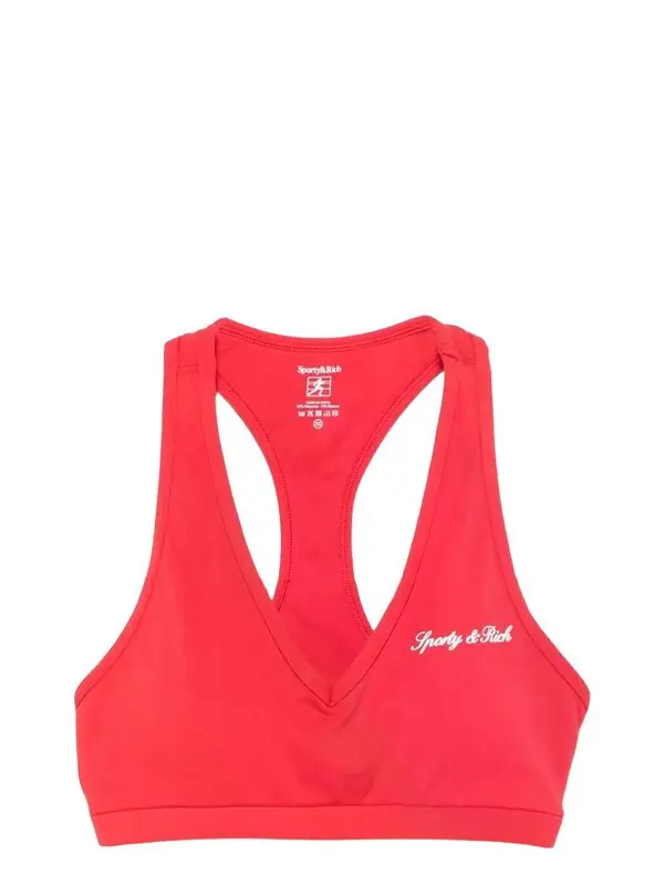 SPORTY & RICH Logo-print Racerback Sports Bra - Red