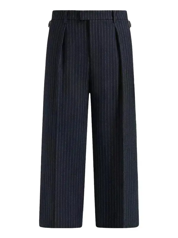 Manière De Voir Dorian Pinstriped Wool Trousers - Blue