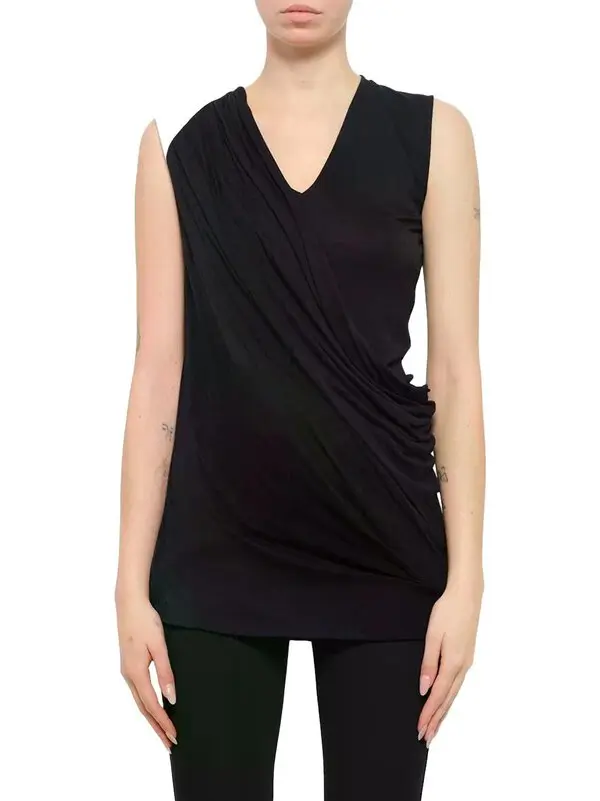 Givenchy V-neck Draped Top - Black
