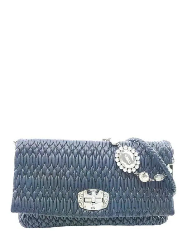 Miu Miu 2000s Crystal Matelassé Shoulder Bag - Blue