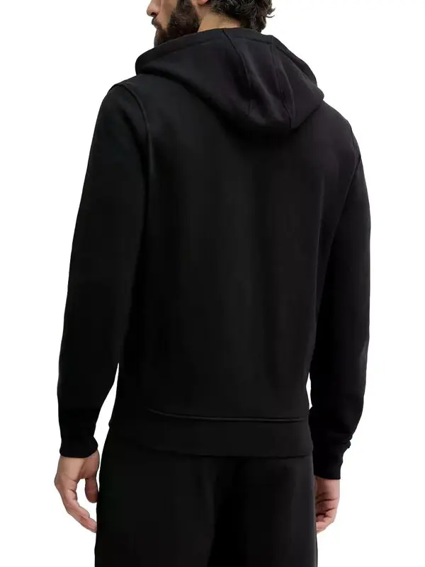 Guess Logo-embroidered Zip-up Hoodie - Black
