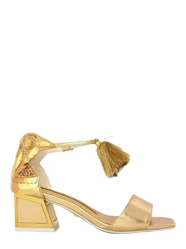 KAT MACONIE Kay Tassel-embellished Sequined Sandals - Gold