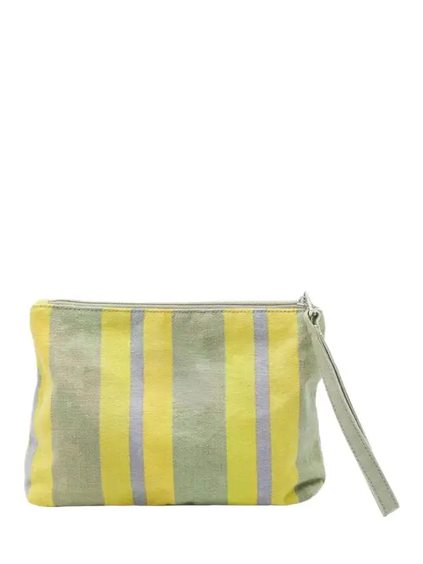 CAFÉ KITSUNÉ Striped Logo-embroidered Clutch Bag - Yellow