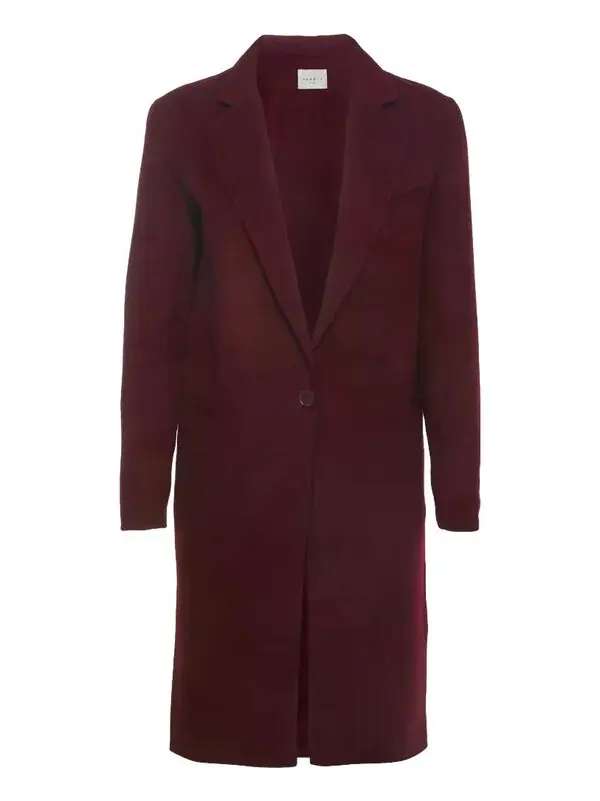Sandro Felt Single-breasted Coat - Red
