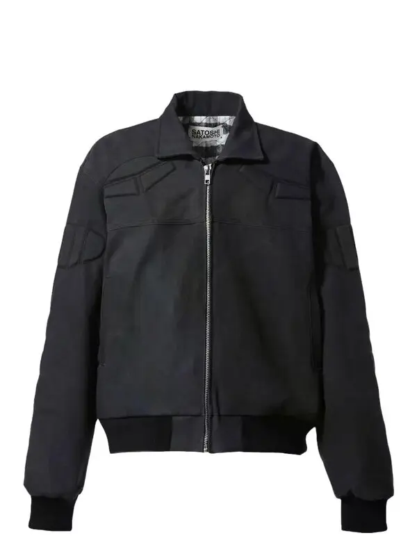 SATOSHI NAKAMOTO Padded Panelled Bomber Jacket - Black